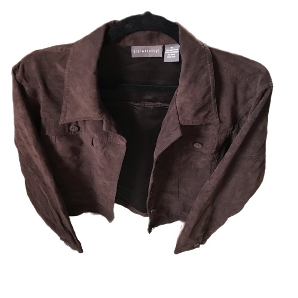 Relativity | Jackets & Coats | Lightweight Chocolate Brown Suede Feel ...